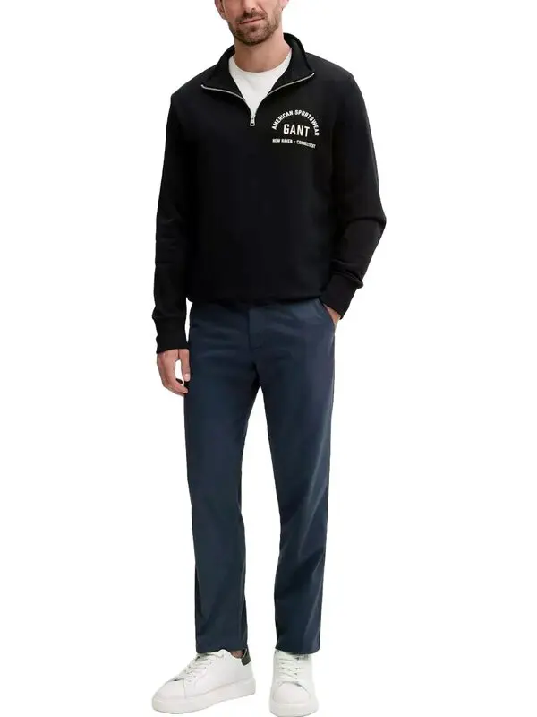 Gant Logo-print Quarter-zip Sweatshirt - Black