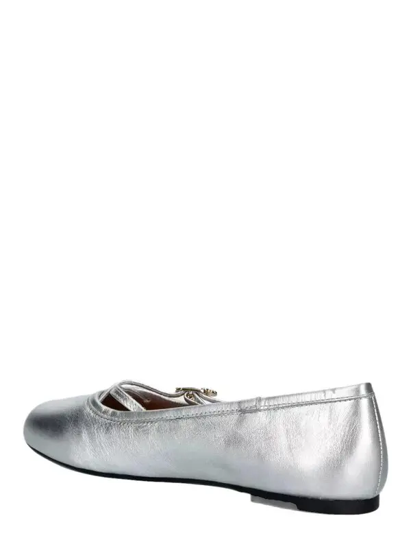 Moschino Metallic Effect Buckled Ballet Flats - Grey