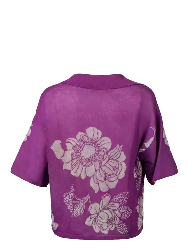 Valentino Garavani Floral-print Short-sleeve Shirt - Purple