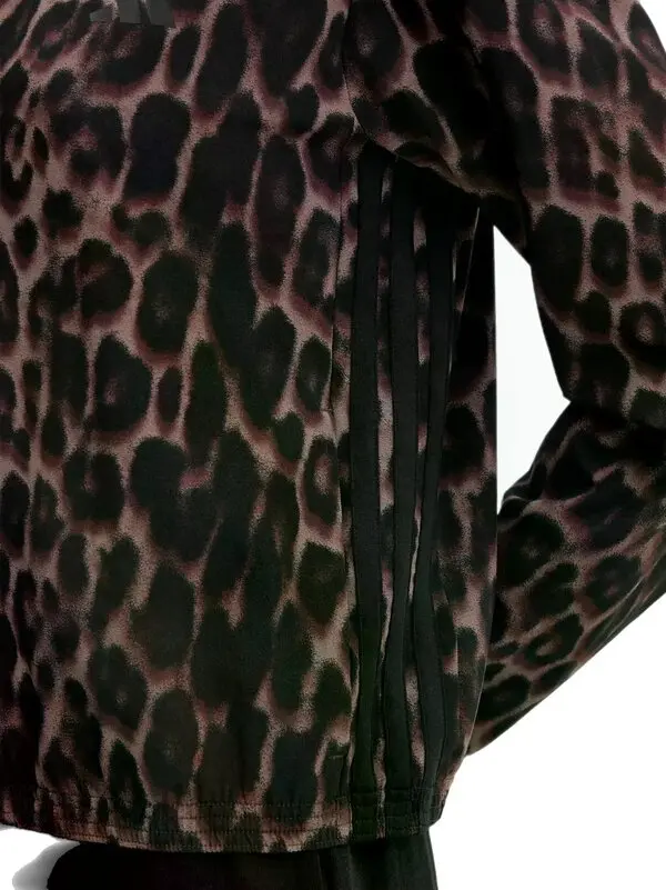 Adidas Leopard Print Zip-up Sweatshirt - Black