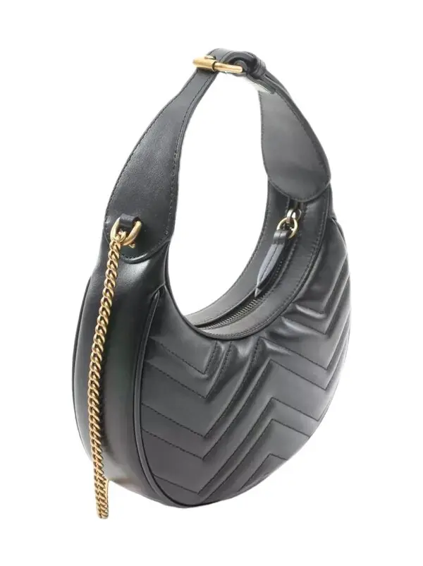 Gucci Gg Marmont Chevron Quilted Shoulder Bag - Black