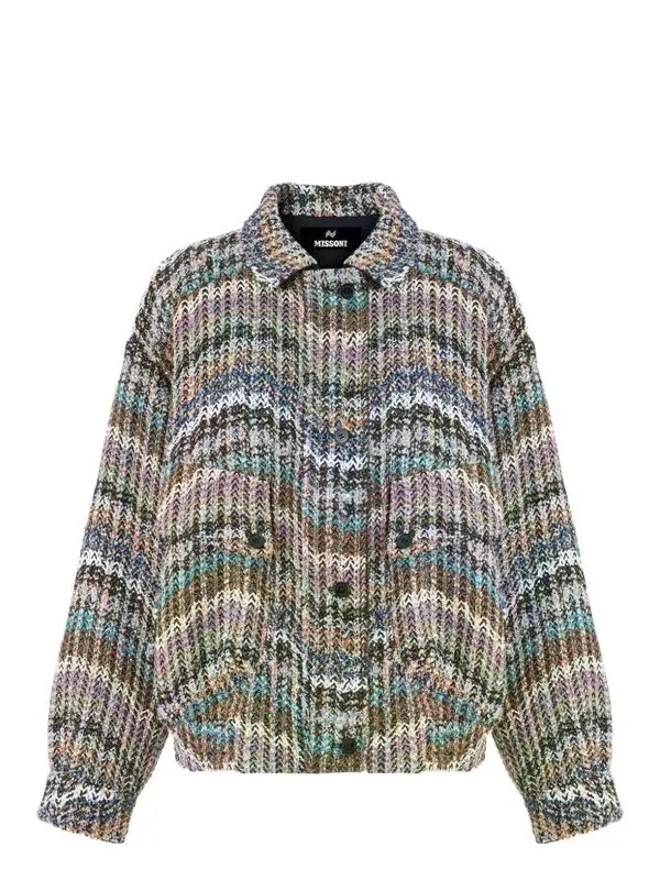 Missoni Zigzag Knit Sequin Embellished Jacket - Blue