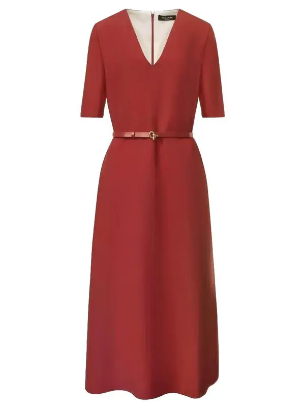 Fabiana Filippi Belted V-neck Midi Dress - Red