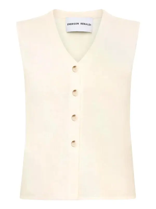 EMERSON RENALDI V-neck Button-up Vest - White