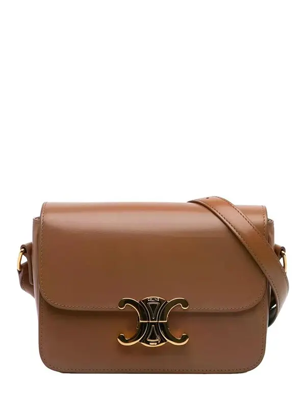 Celine Triomphe Crossbody Bag In Shiny Calfskin - Brown