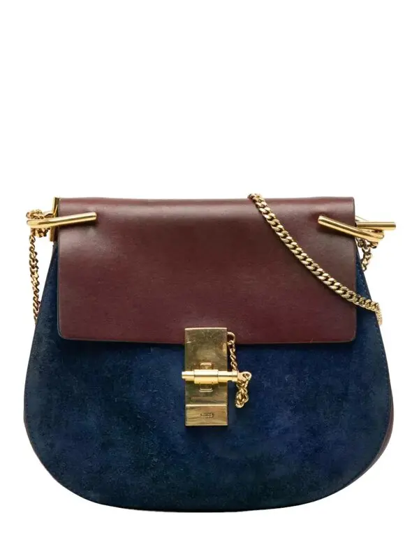 Chloé Drew Bicolor Suede And Calfskin Crossbody Bag - Red