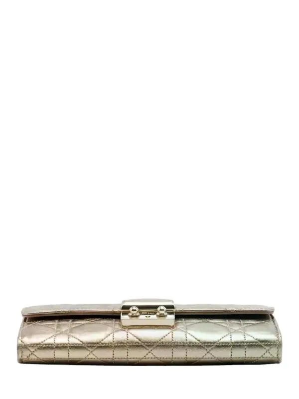 Dior Metallic Lambskin Quilted Miss Promenade Wallet On Chain Shoulder Bag - Gold