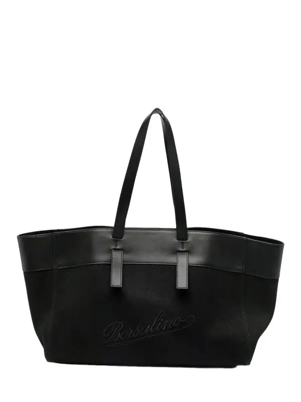 Borsalino Logo Embroidered Tote Bag - Black