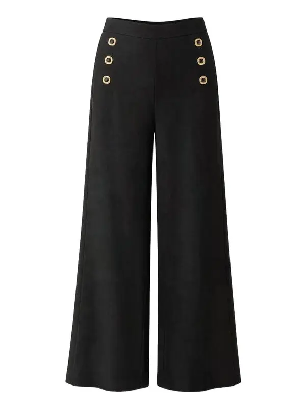 EDWARD ACHOUR PARIS Decorative Button Wide-leg Trousers - Black