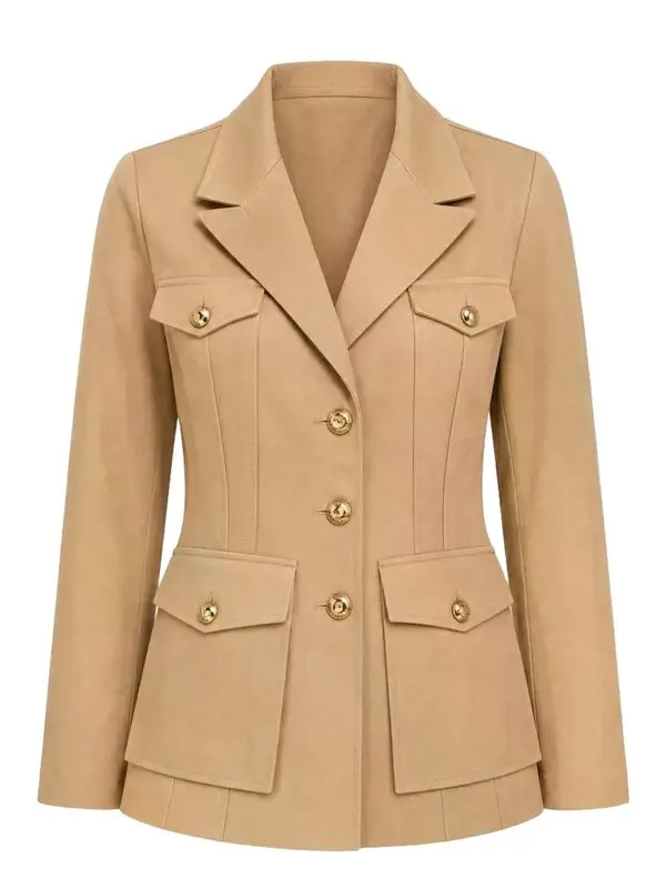 Elisabetta Franchi Single-breasted Jacket With Flap Pockets - Neutrals
