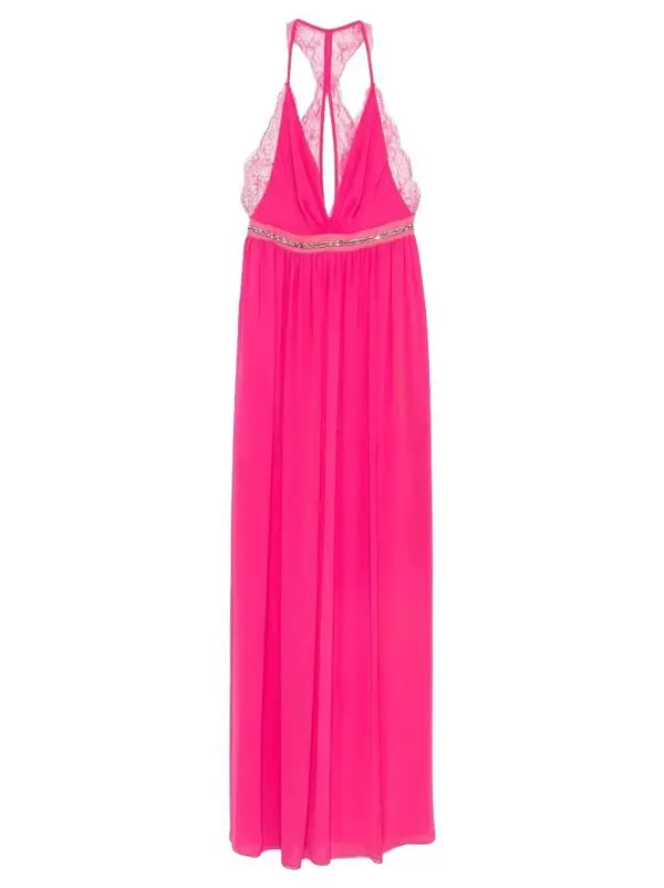 ANNA MOLINARI Lace-trim Embellished Maxi Dress - Pink