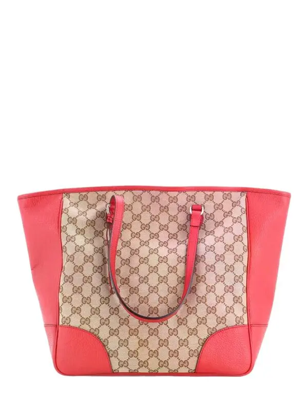 Gucci Gg Canvas Leather Medium Tote Bag - Brown