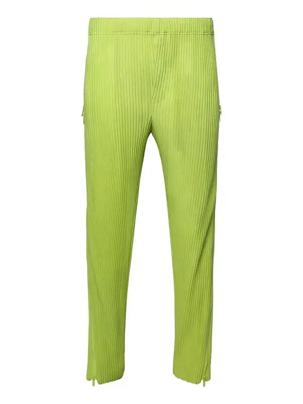 Issey Miyake Pleated Zip-detail Trousers - Green