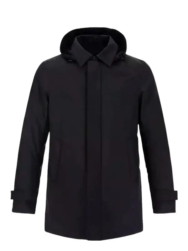 Herno Hooded Concealed-fastening Coat - Black