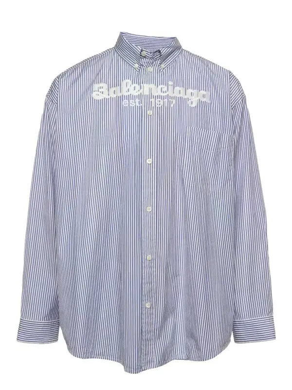 Balenciaga Striped Logo-embroidered Shirt - Purple
