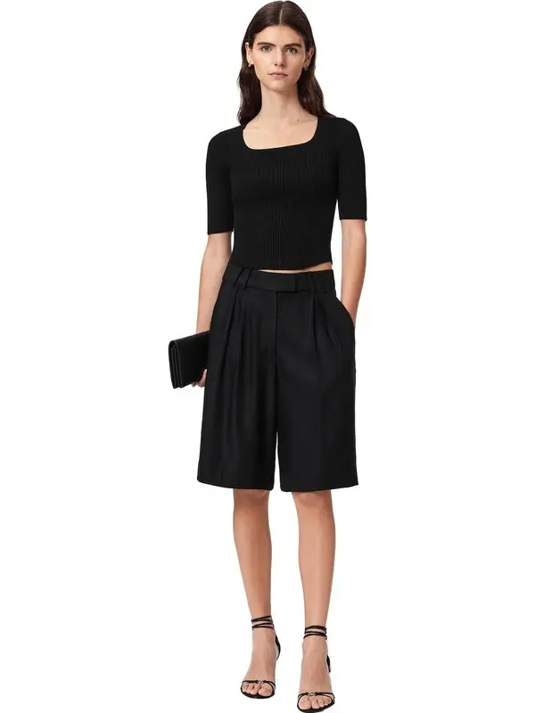 ALLSAINTS Cruz Hally Ribbed Knit Top - Black