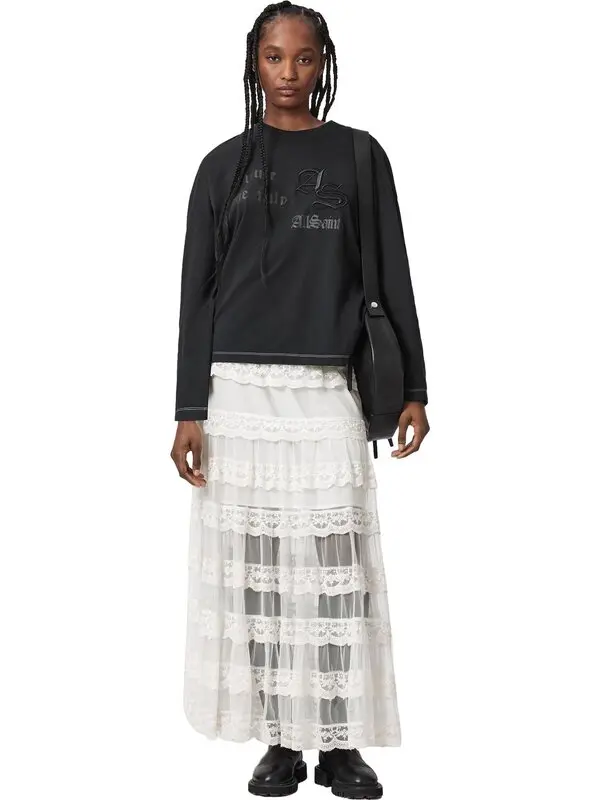 ALLSAINTS Maggie Tiered Lace Maxi Skirt - White