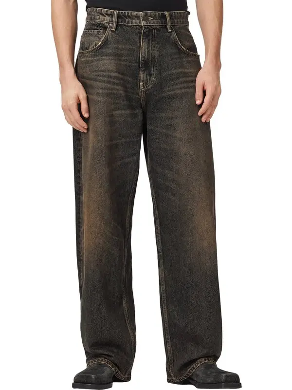 ALLSAINTS Rivet Relaxed Fit Denim Jeans - Brown