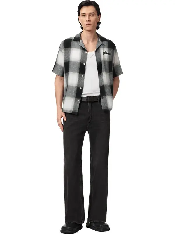 ALLSAINTS Fade Out Short Sleeve Check Shirt - Grey