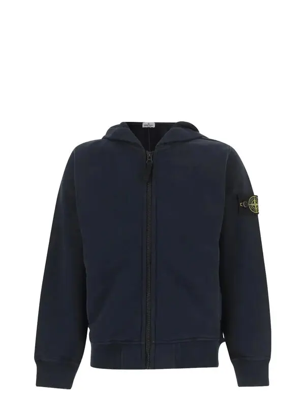 Stone Island Hooded Zip-up Sweatshirt - Blue