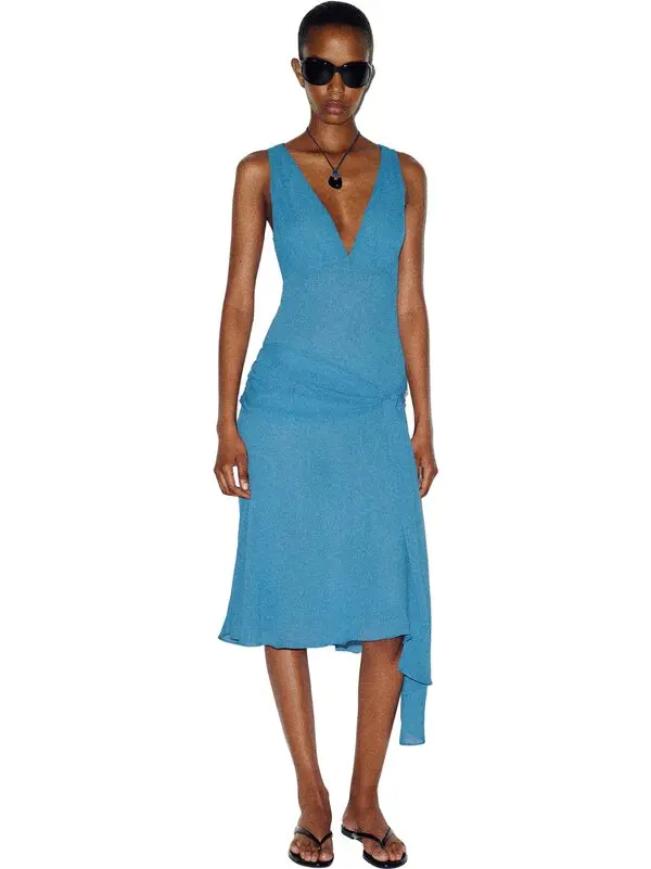 REFORMATION Vera-lilly Sleeveless V-neck Midi Dress - Blue