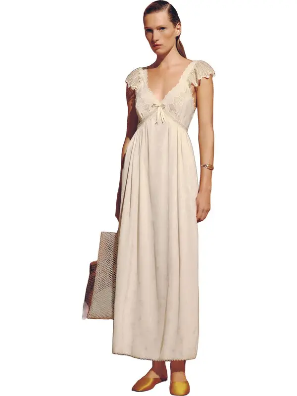 REFORMATION Ella-rose Lace Midi Dress - Ivory