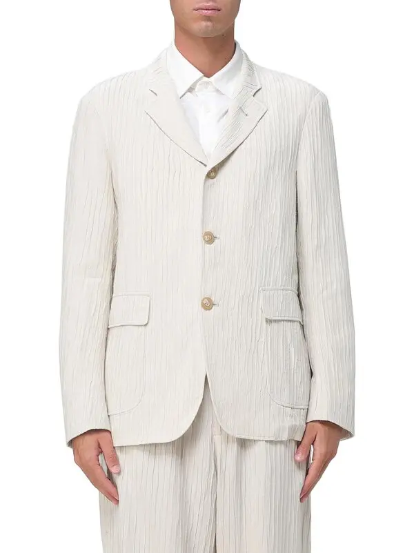 Emporio Armani Single-breasted Viscose Blazer With Patch Pockets - Beige