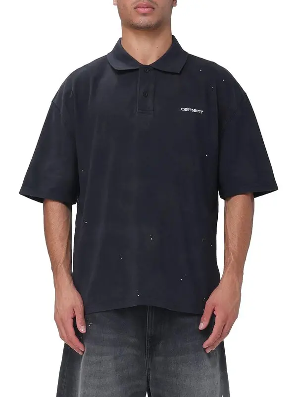 Carhartt Work In Progress Relaxed Fit Short-sleeve Cotton Polo Shirt - Black