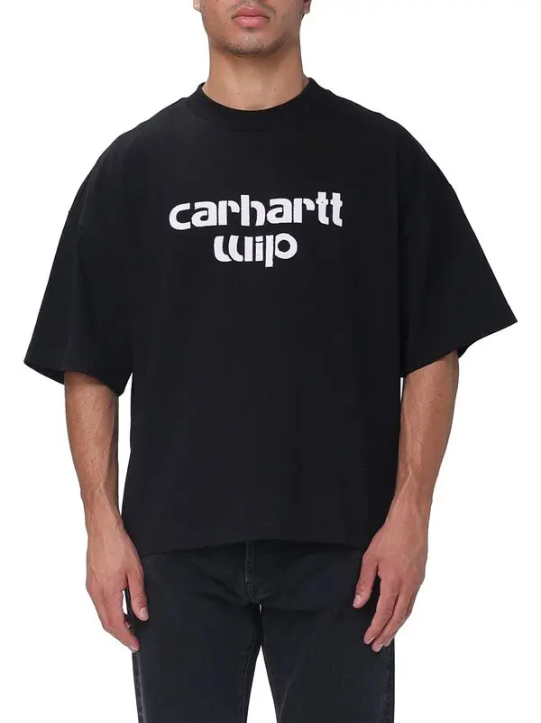 Carhartt Work In Progress Front Logo Print Cotton T-shirt - Black
