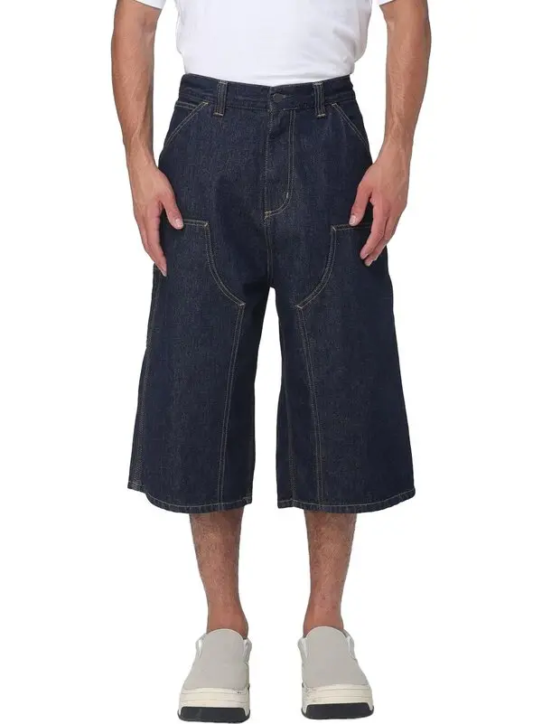 Carhartt Work In Progress Wide Leg Denim Cargo Shorts - Blue