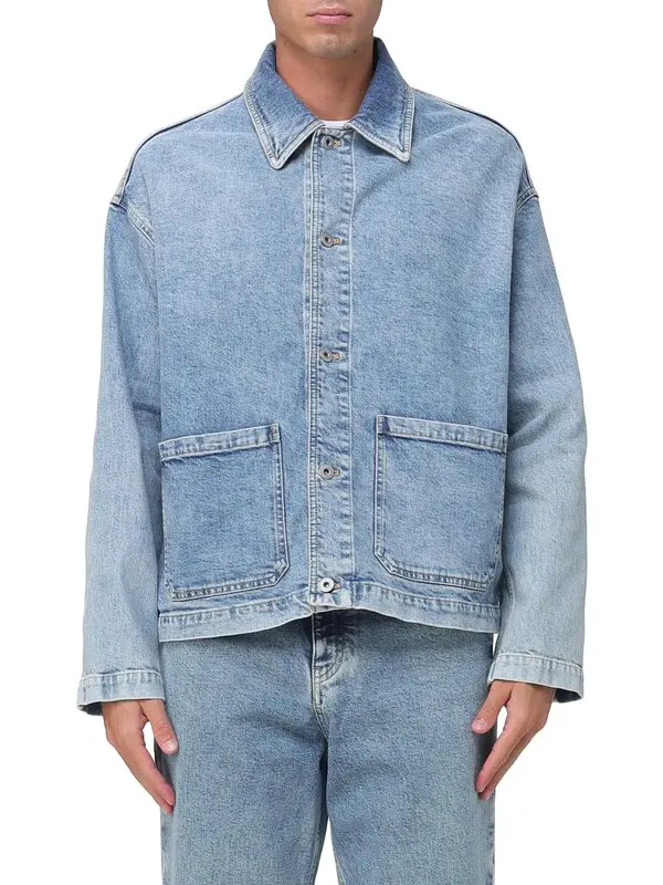 Emporio Armani Relaxed Fit Cotton Denim Shirt Jacket With Patch Pockets - Blue
