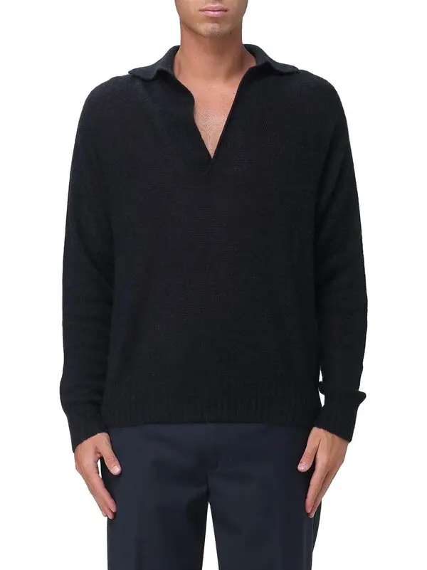 TOM FORD Long-sleeved Polo Shirt In Cashmere Blend With Relaxed Fit - Black