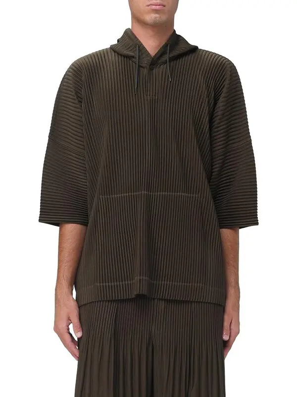 Issey Miyake Homme Plissé Textured Pleated Hoodie - Brown