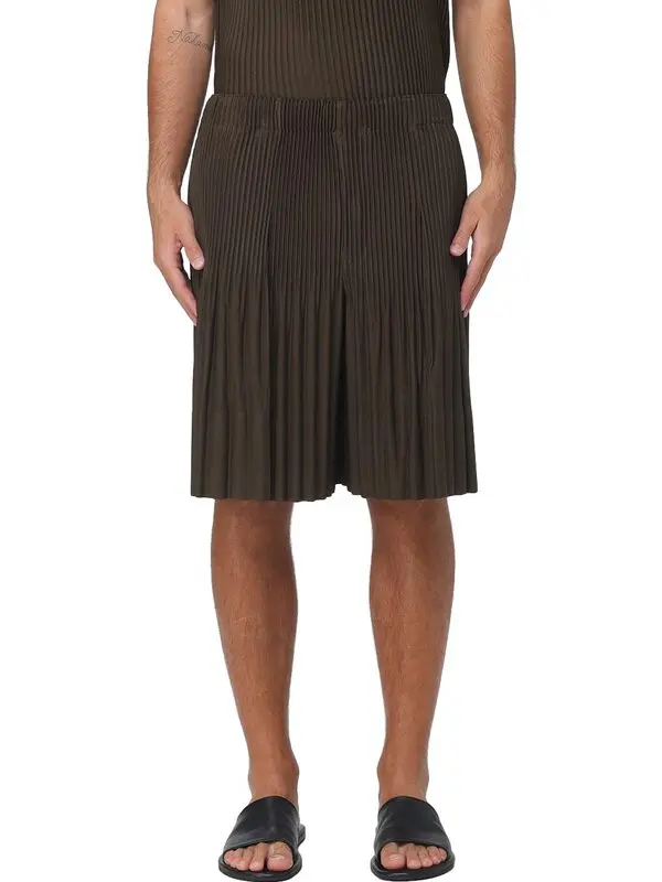 Issey Miyake Homme Plissé Pleated Technical Crêpe Knee-length Shorts - Brown