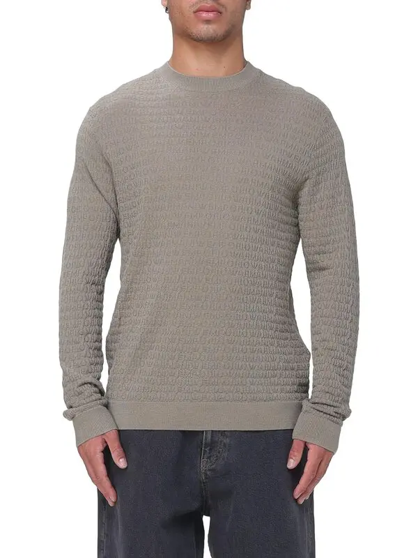 Emporio Armani Textured Mock Neck Sweater - Grey