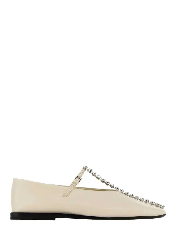 JIL SANDER Embellished Ballet Flats - White