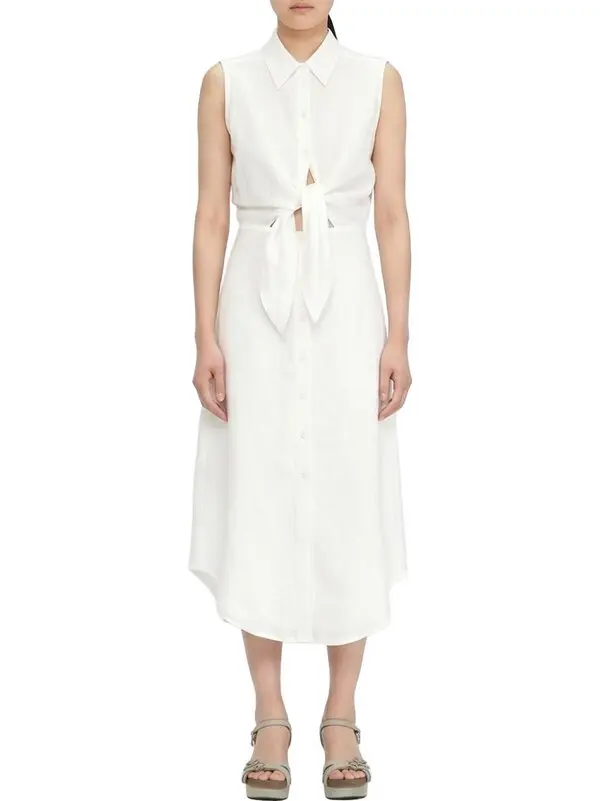 DIESEL® White Sleeveless Midi Shirt Dress - Ivory