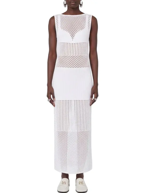 Sportmax Sheer Knit Maxi Dress - White