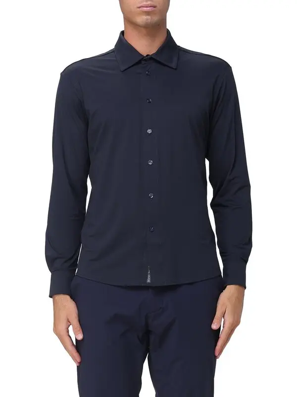 SAVE THE DUCK Casual Stretch Technical Fabric Shirt With French Collar By - Navy