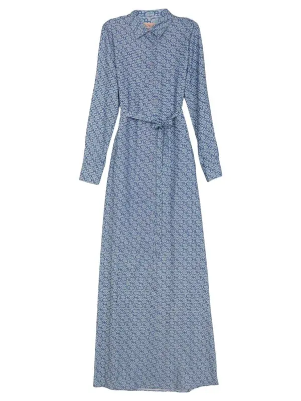 Dolores Promesas Printed Maxi Shirt Dress - Blue