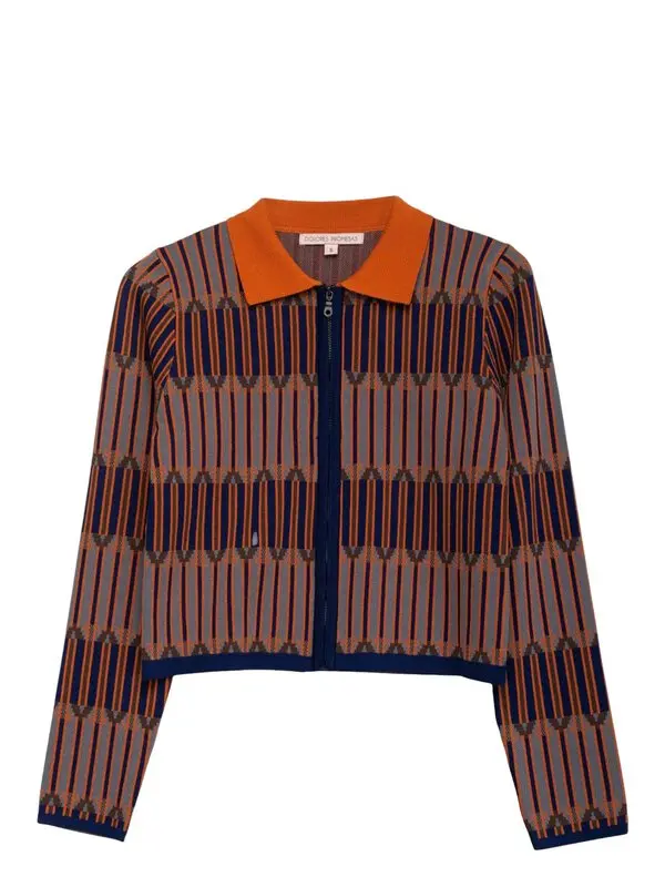 DOLORES PROMESAS Geometric Print Zip-up Jacket - Blue/orange