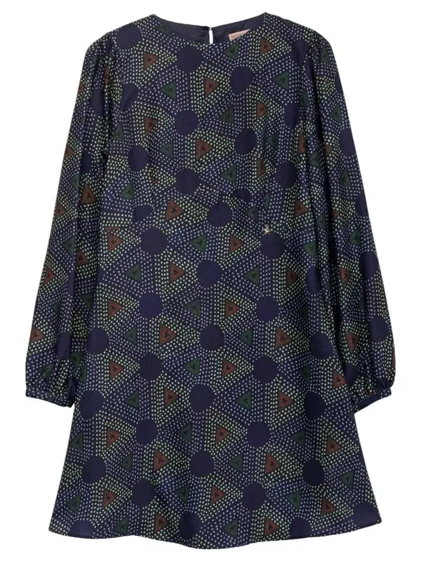 Dolores Promesas Elisa Geometric Print Dress - Blue