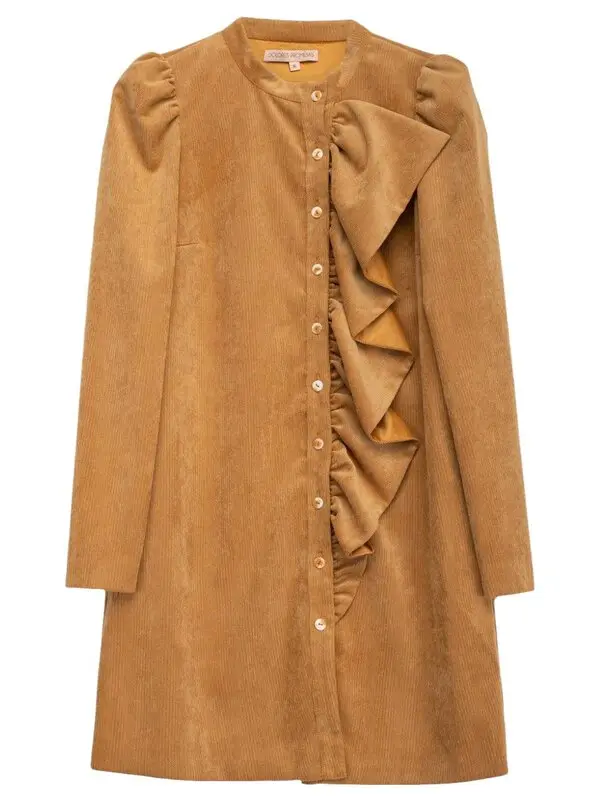 Dolores Promesas Camel Ruffle Dress - Gold