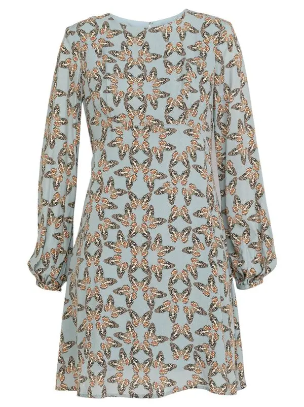 Dolores Promesas Long Sleeve Butterfly Print Dress - Blue