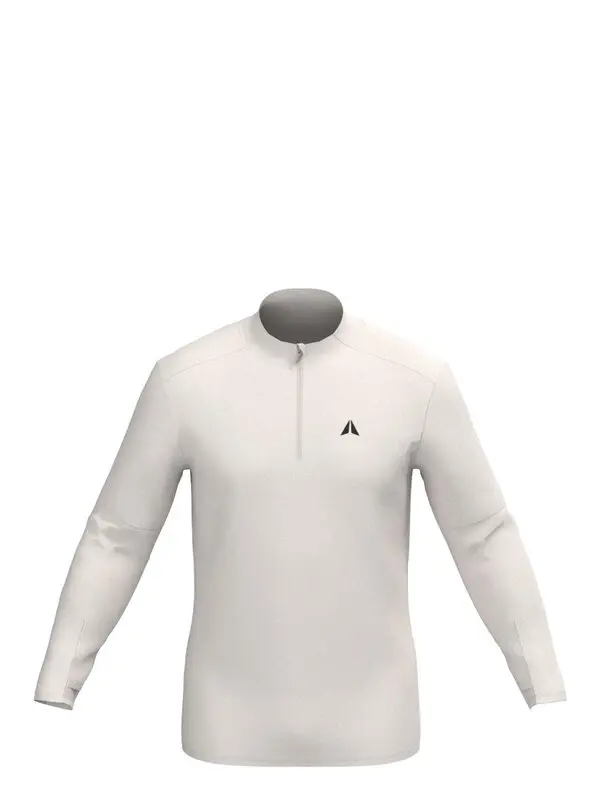 AORA ATHLETICS Half Zip Eco-friendly Long Sleeve Shirt - White