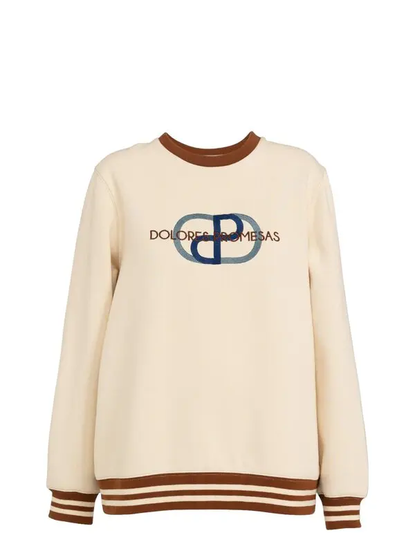DOLORES PROMESAS Embroidered Crewneck Sweatshirt - Beige