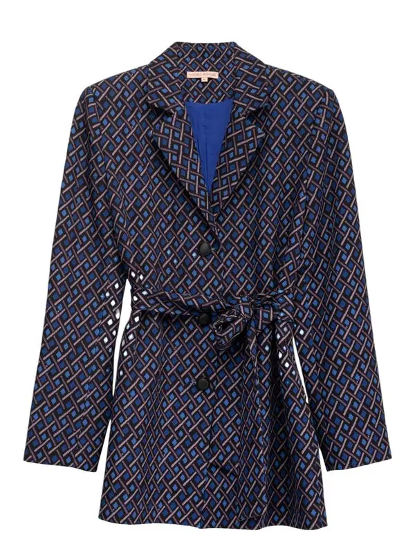 DOLORES PROMESAS Elena Geometric Print Blazer - Blue