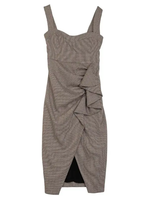 DOLORES PROMESAS Draped Sweetheart Neckline Midi Dress - Grey