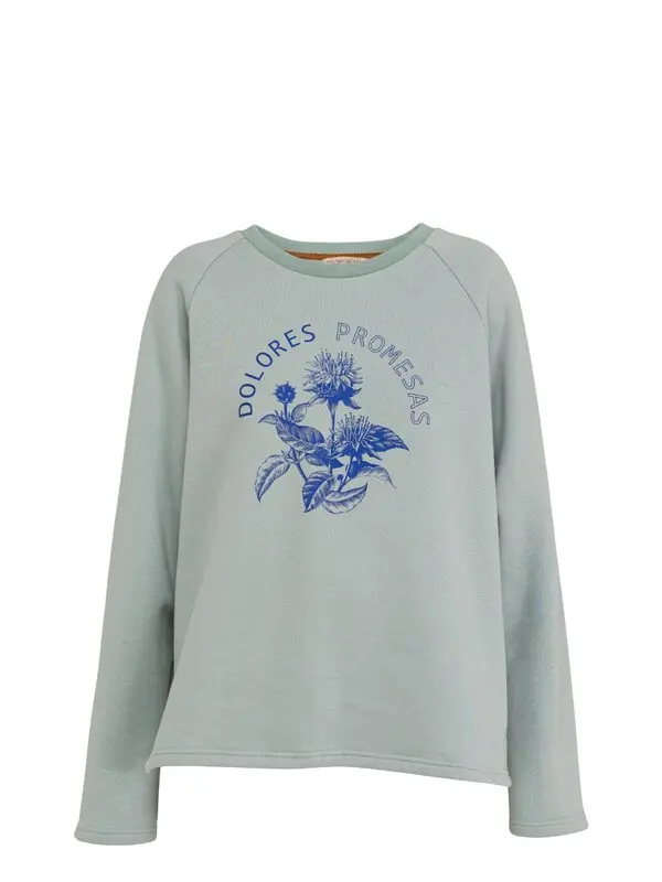 DOLORES PROMESAS Crewneck Floral Print Sweatshirt - Blue