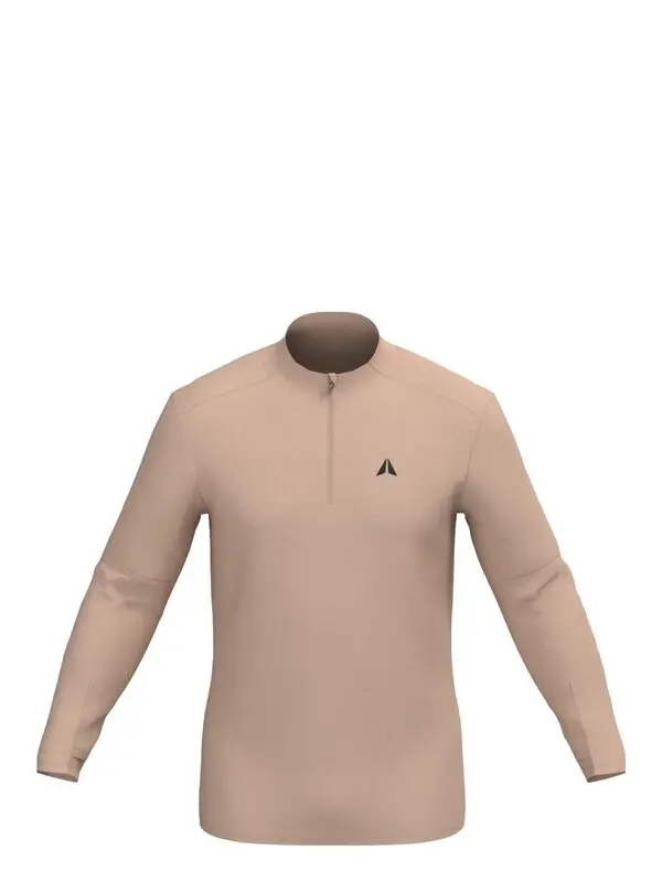 AORA ATHLETICS Half Zip Long Sleeve Performance Top - Brown